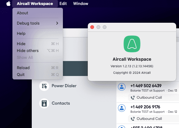 Aircall Help Center | Aircall Workspace - Checking the current version ...